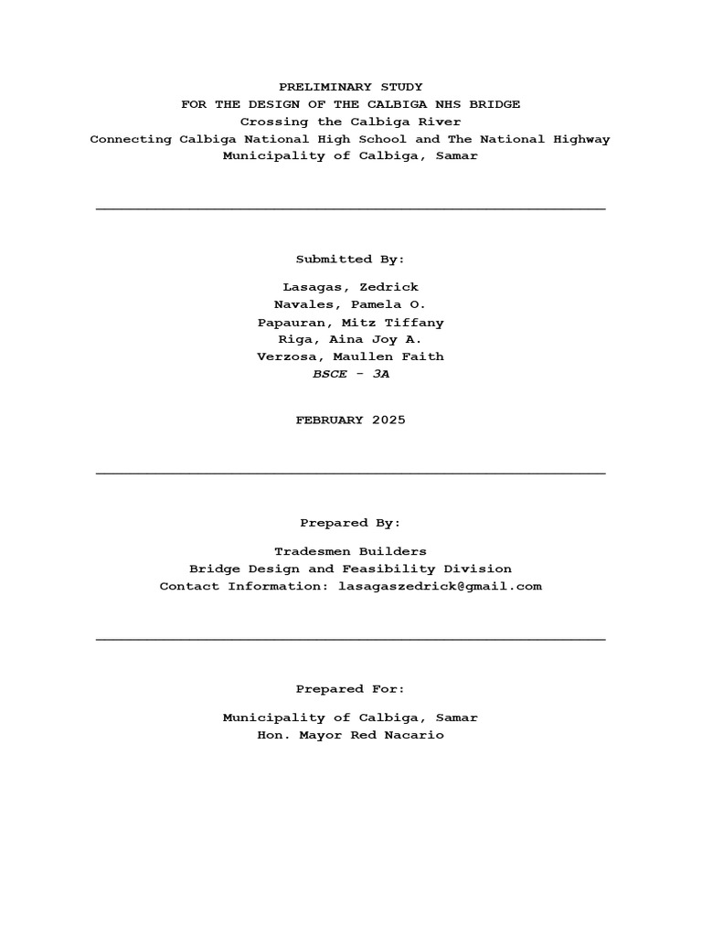 Calbiga NHS Bridge Design Study | PDF | Bridge | Structural Engineering