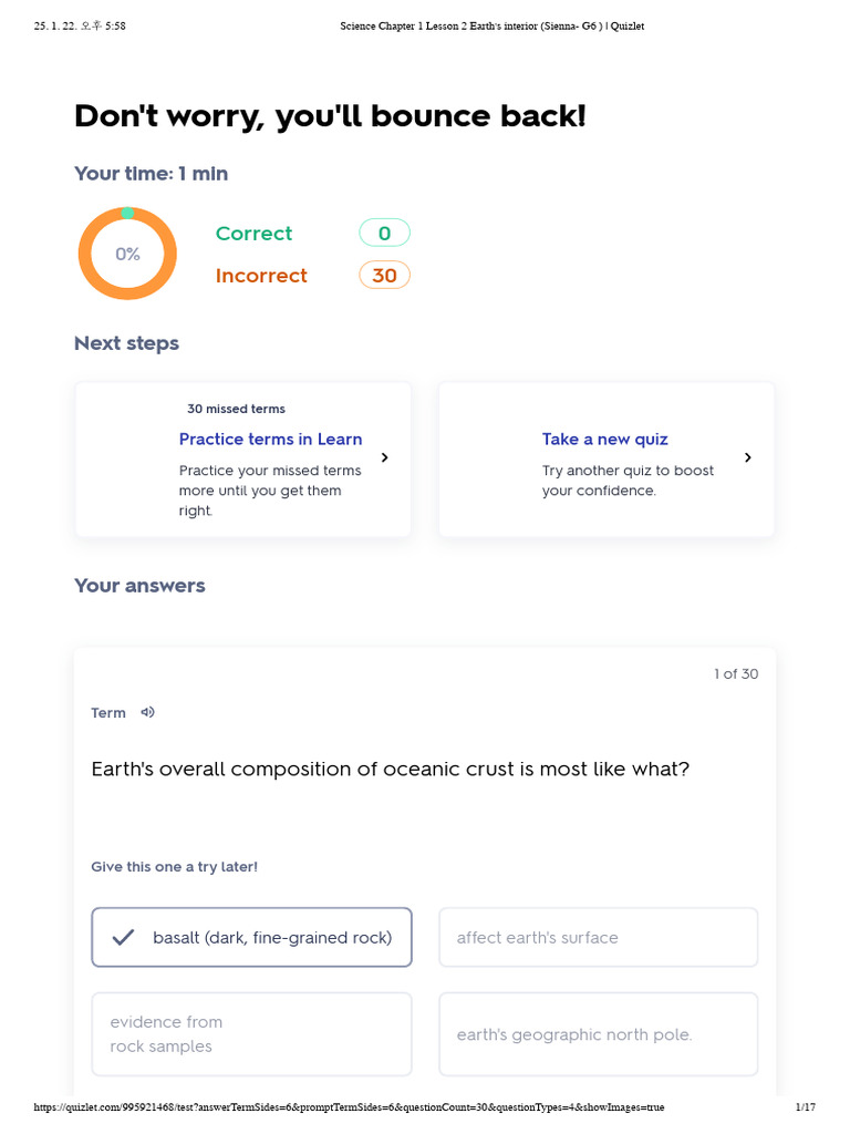 (Answer) Science Chapter 1 Lesson 2 Earth's Interior (Sienna - G6 ...