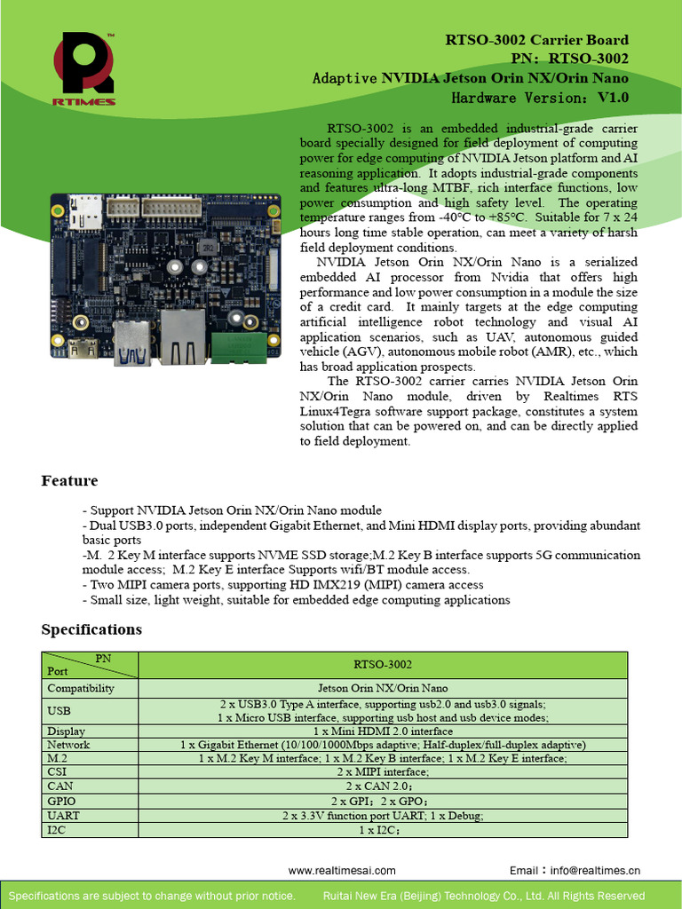 RTSO-3002 Datasheet | PDF | Embedded System | Usb