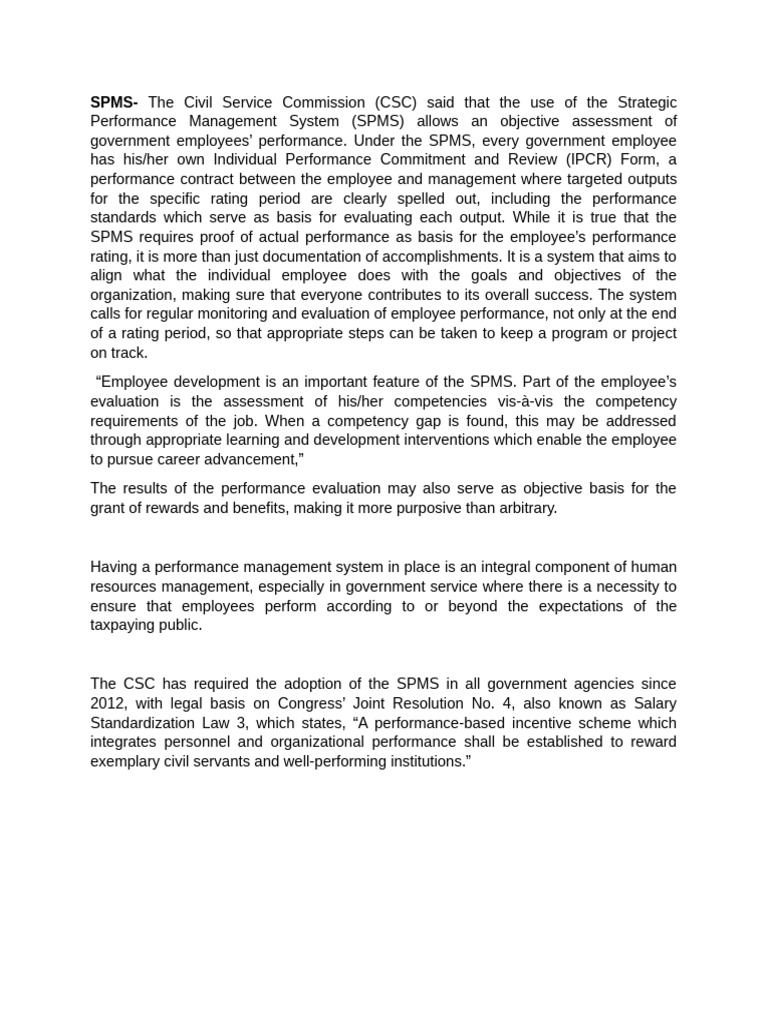 SPMS | PDF | Performance Appraisal | Organizational Behavior