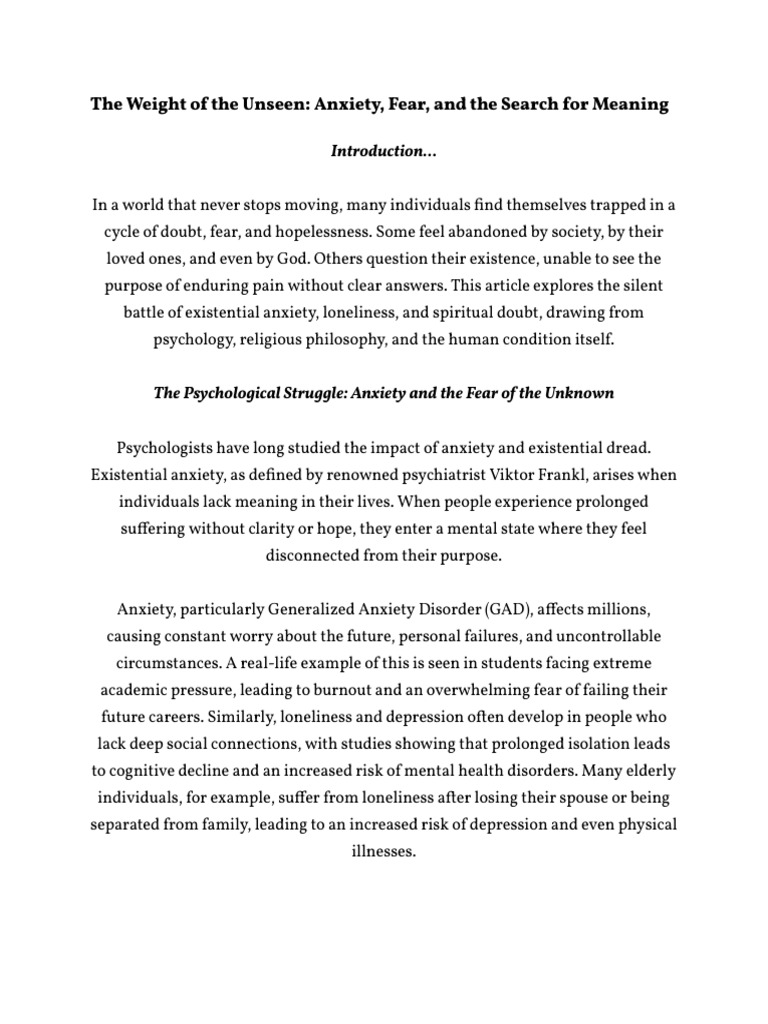 Navigating Anxiety and Spiritual Doubt | PDF | Anxiety | Faith