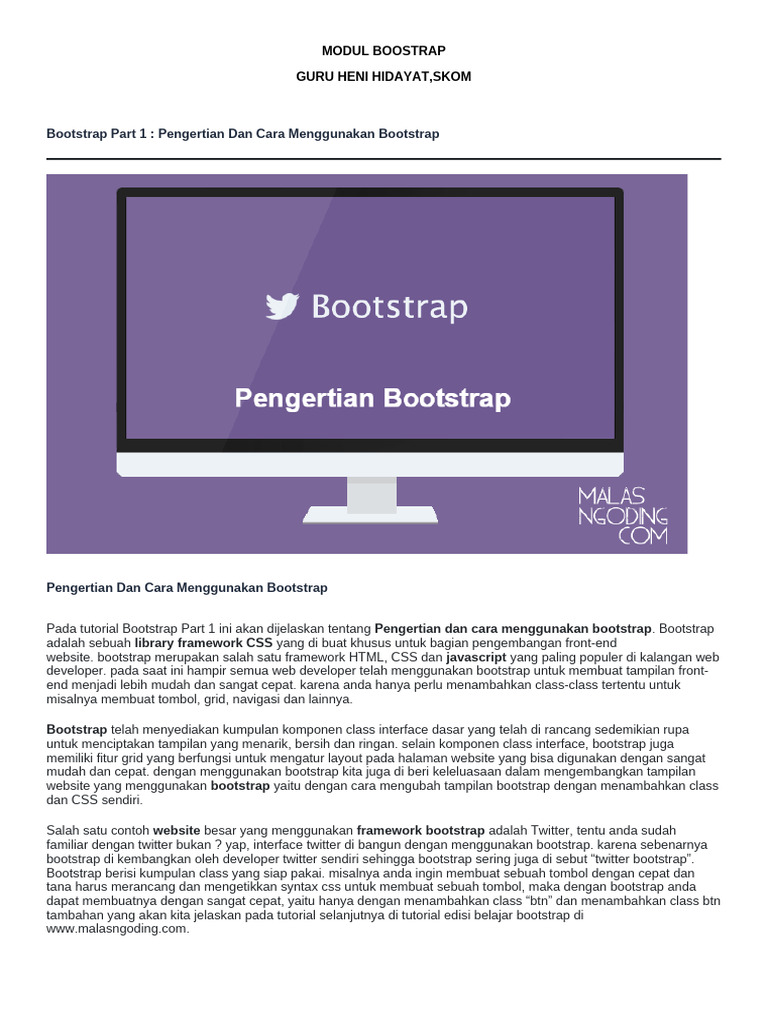 Panduan Dasar Menggunakan Bootstrap | PDF