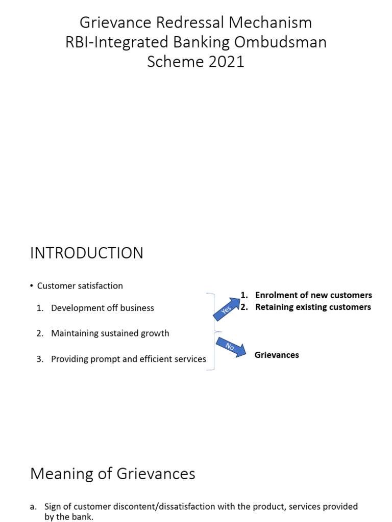 RBI Grievance Redressal Mechanism Guide | PDF | Banks | Personal Finance