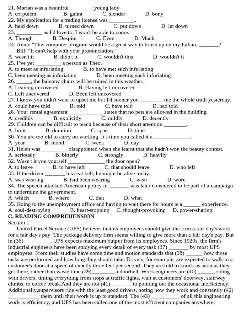 English Language Proficiency Exercises | PDF | Cloud | Fuels