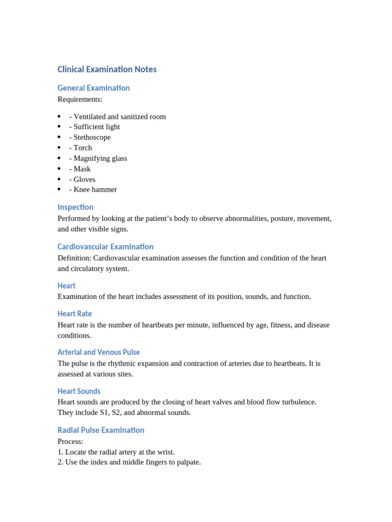Clinical Examination Techniques Overview | PDF