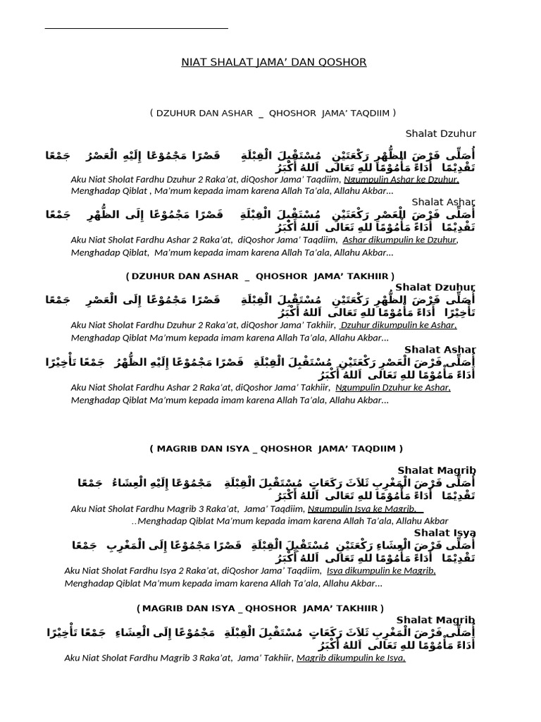 Niat Shalat Jama | PDF | Prayer