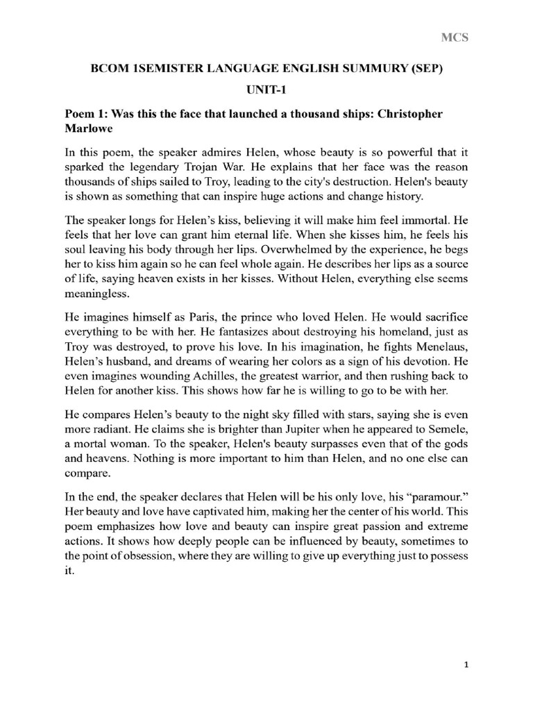 English Notes Bcom 1st Semester | PDF