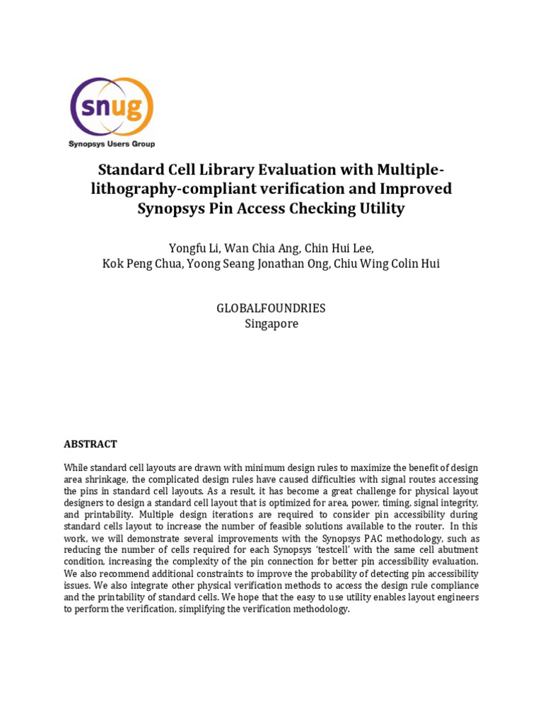 Standard Cell Library Evaluation Techniques | PDF | Electronic Design ...