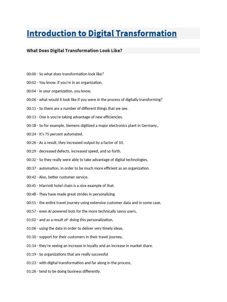 Introduction To Digital Transformation NRW 2005 Ba | PDF | Intel ...