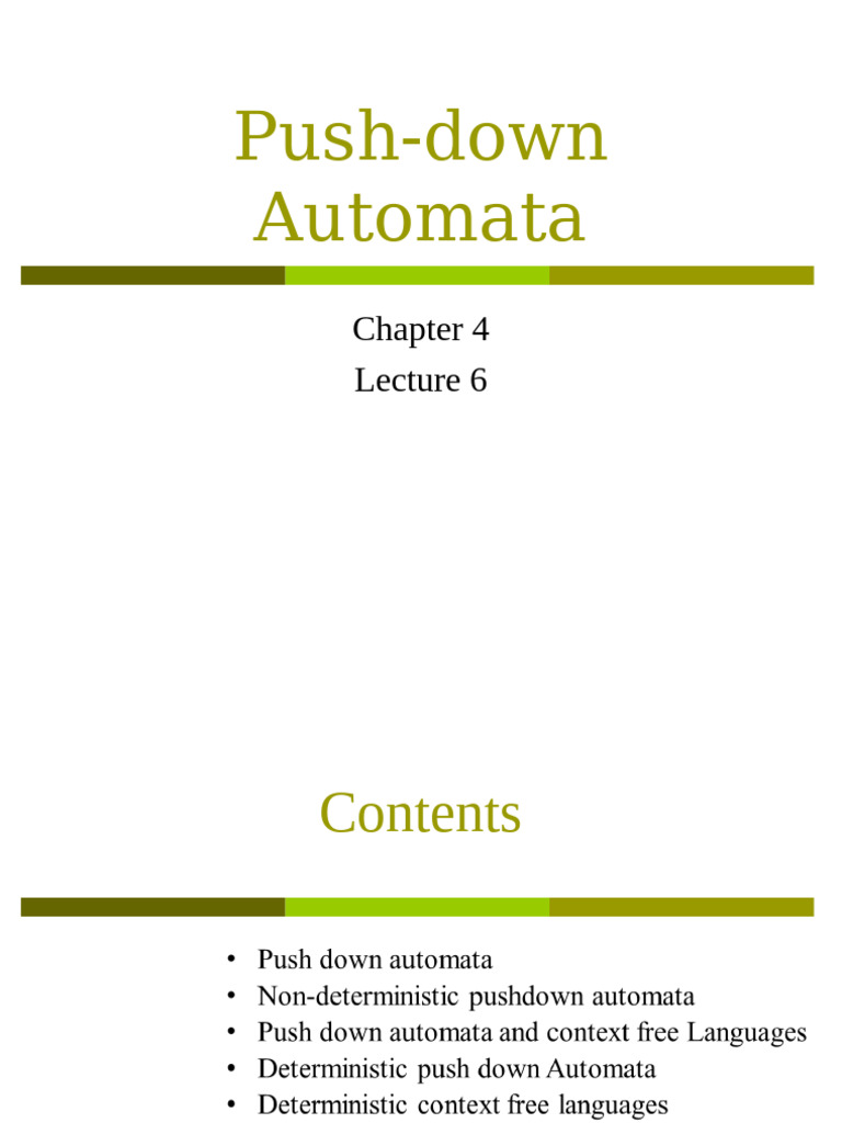Chapter 4 PushDownAutomata | PDF | Theoretical Computer Science | Theory Of Computation