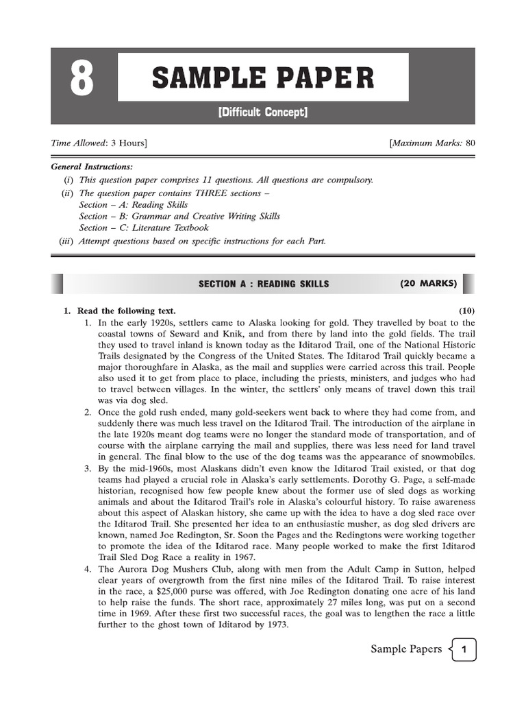 Cbse Cl10 Ead English LLR Difficult Paper 8 | PDF