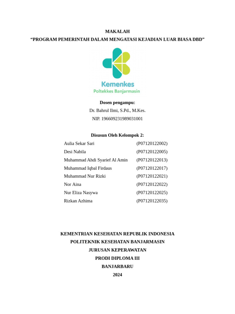 Makalah KLB DBD Kebijakan Kel 2 | PDF