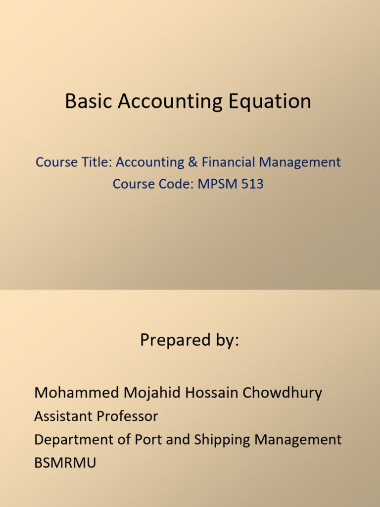 Basic Accounting Equation | PDF | Equity (Finance) | Expense