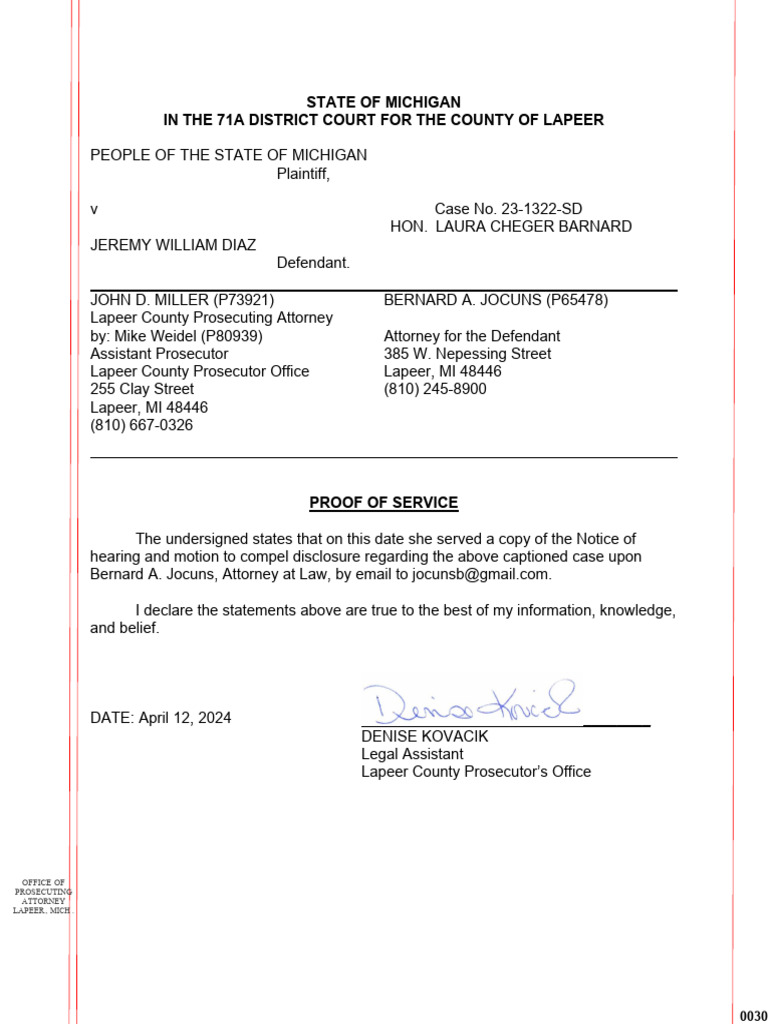 Motion to Compel Disclosure in MI Case | PDF | Witness | Testimony