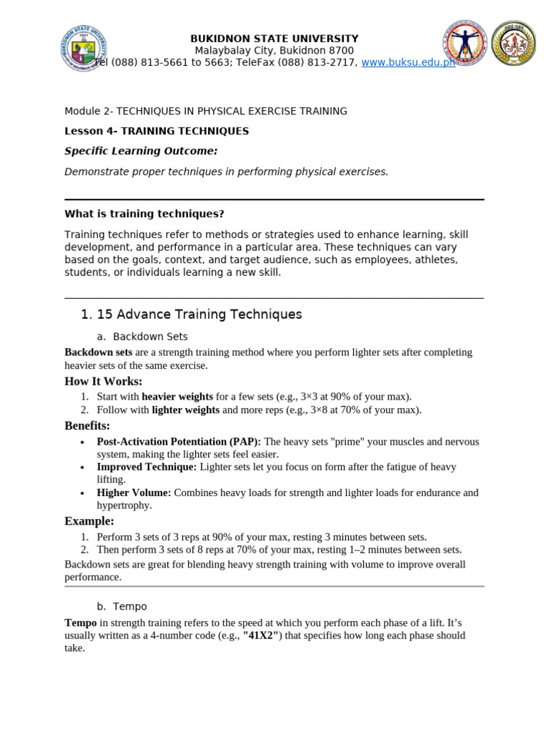 REVISED OUTLINE FOR PE2 Lesson3 | PDF | Strength Training | Muscle ...