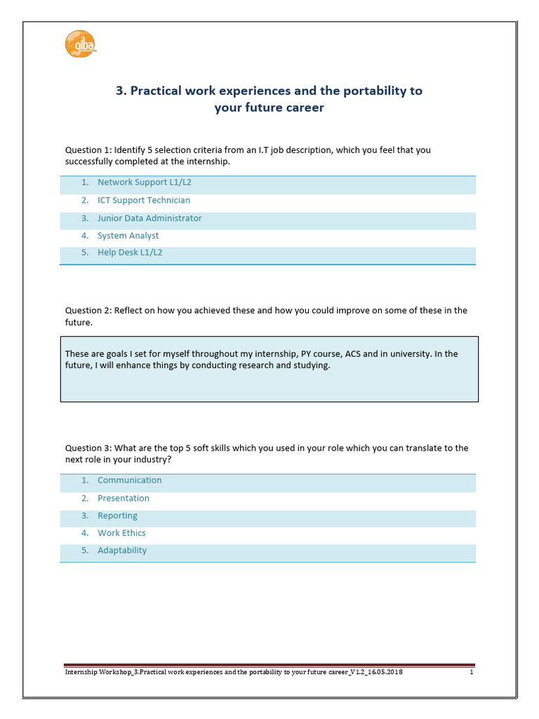 Internship Skills for IT Careers | PDF | Cognition | Learning