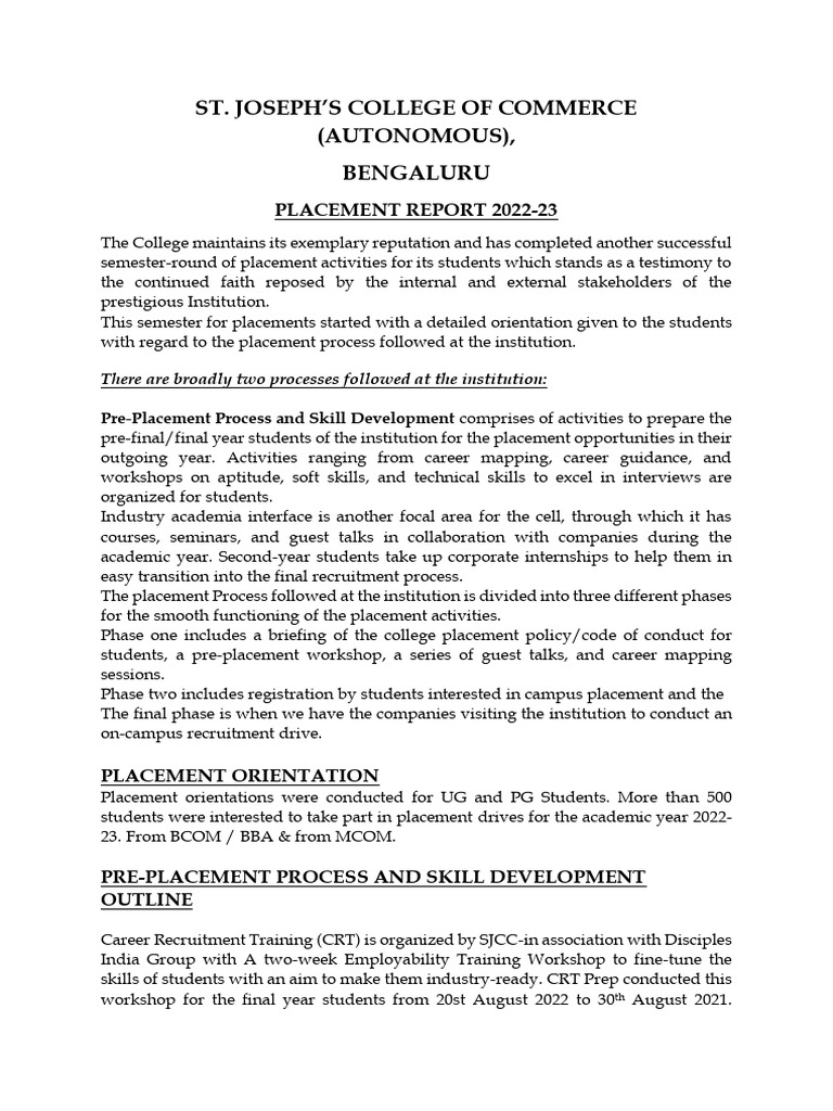 Placement Report2022 23 | PDF | Business