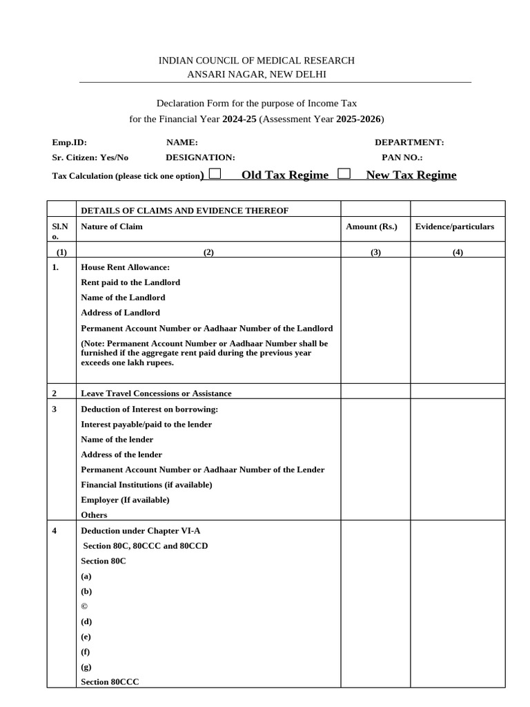 Tax Declaration Form 2024 25 | PDF | Payments | Economies