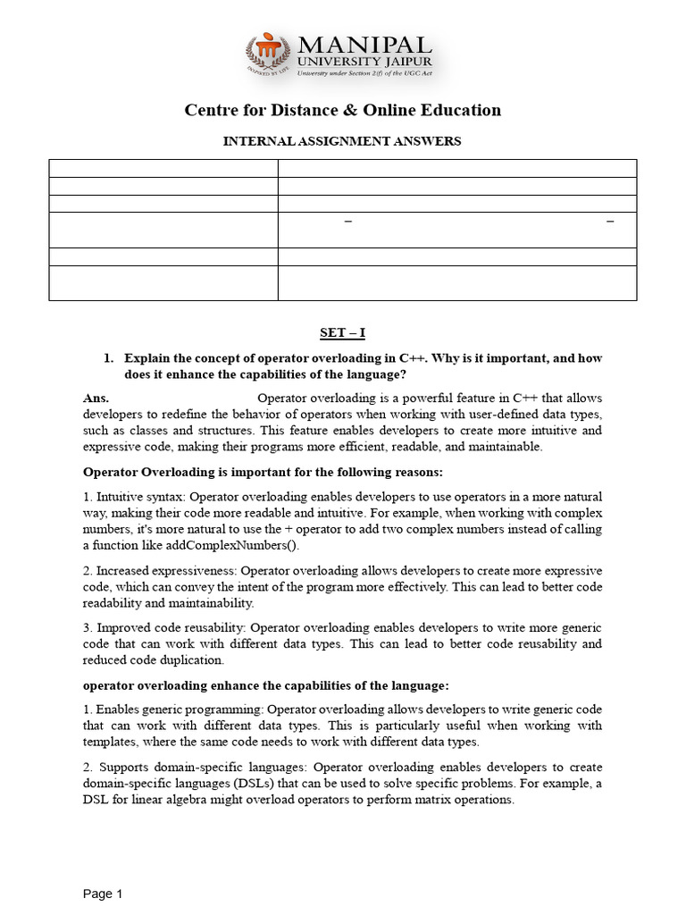 Assignment - DCA1203 - Set 1 & 2 - Ans | PDF | C++ | Computer Programming