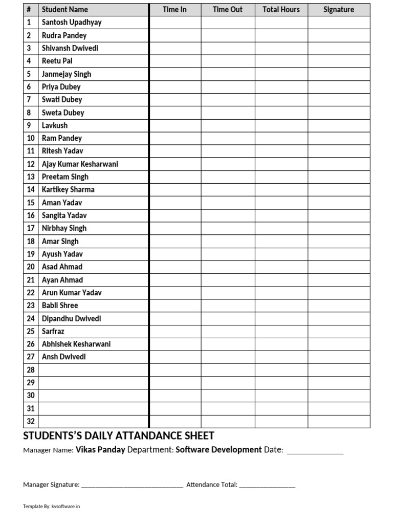 Students Attendance Sheet | PDF