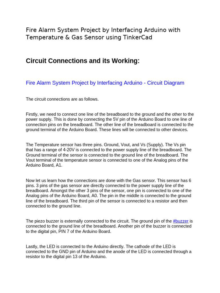 Arduino Fire Alarm System Project | PDF