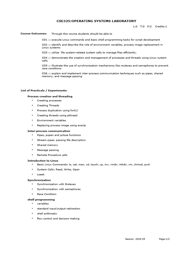 FRM Course Syllabus IPDownload | PDF | Operating System | Concurrency (Computer Science)
