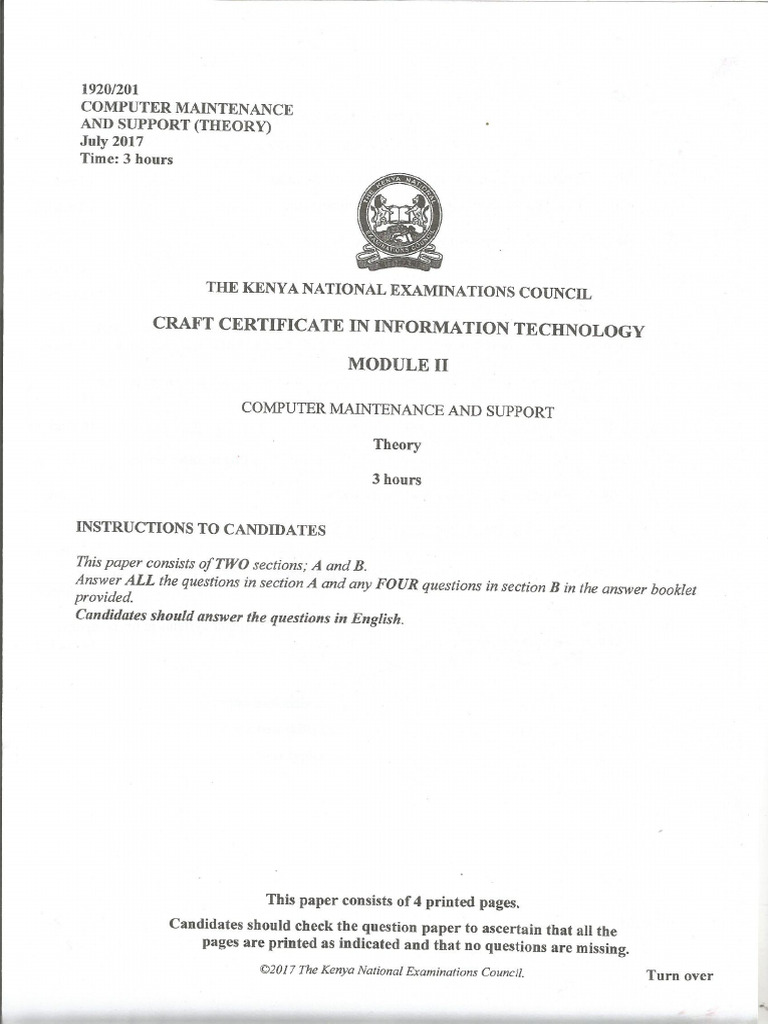 Computer Maintenance and Support July 2017 Theory Ocr | PDF