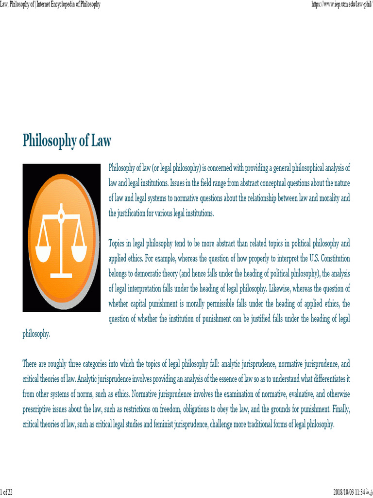 Law, Philosophy of - Internet Encyclopedia of Philosophy | PDF | Jurisprudence | Punishments