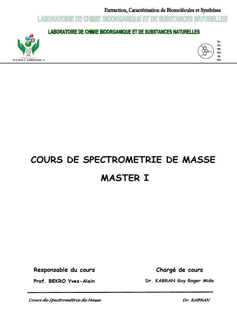 Introduction à la Spectrométrie de Masse | PDF | Spectrométrie de masse ...