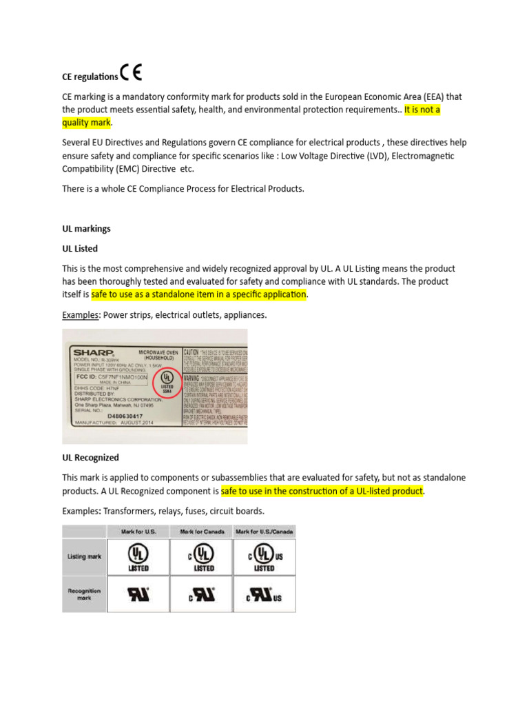 UL and Ce Rating | PDF