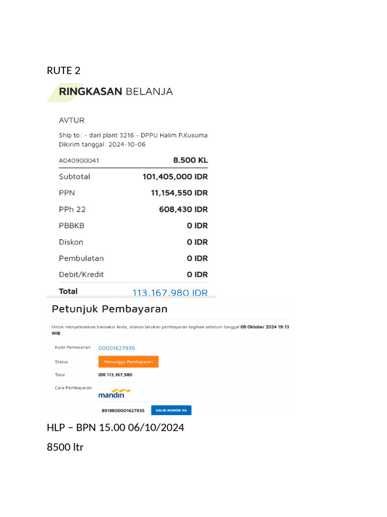 Fuel 6 Oktober 2024 Rute Ke 2 | PDF