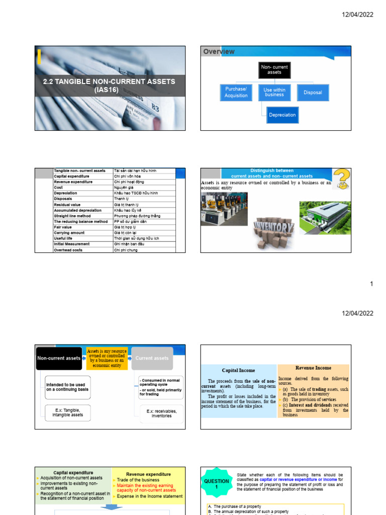 Lesson 4 - Tangible Non Current Assets | PDF | Depreciation | Expense