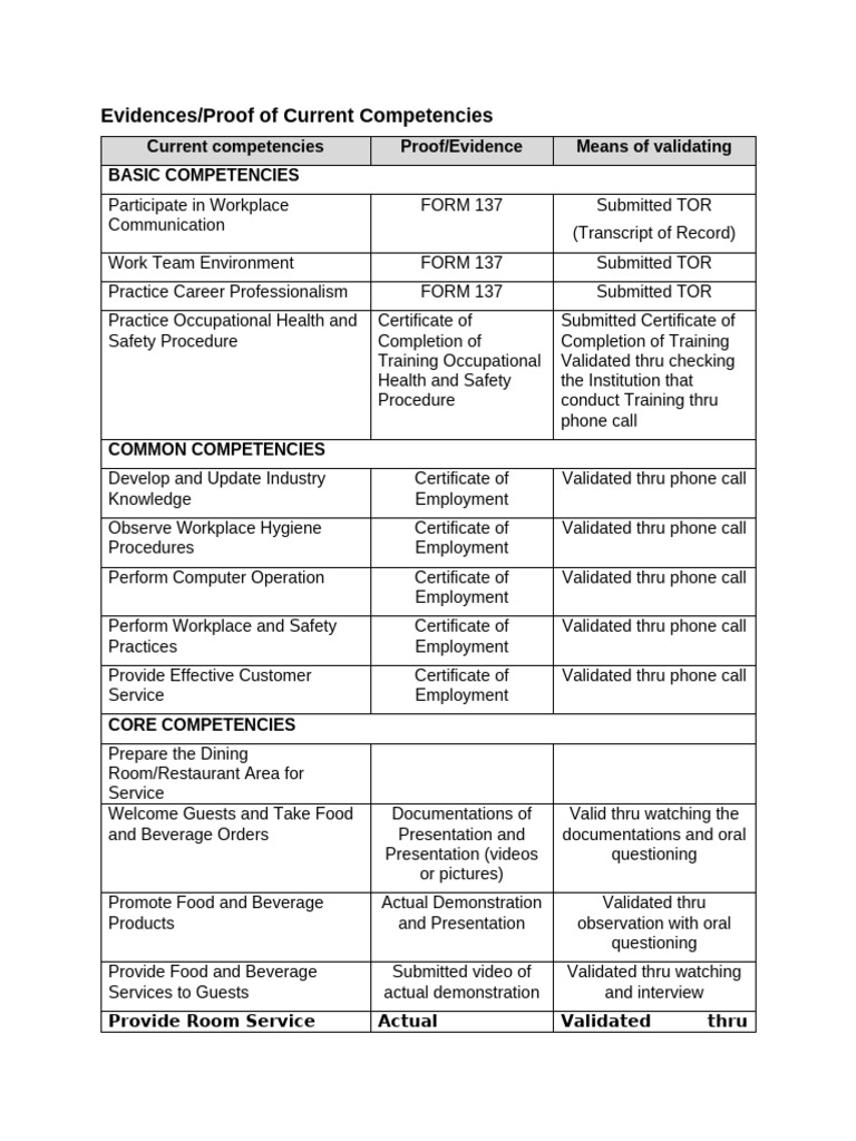 p03 Evidences Proof of Current Competencies RUIZ | PDF | Occupational ...