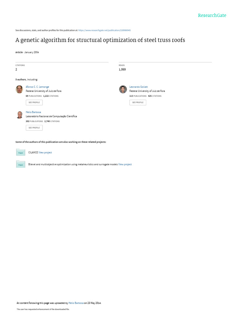 A Genetic Algorithm For Structural Optimization of | PDF | Truss | Genetic Recombination