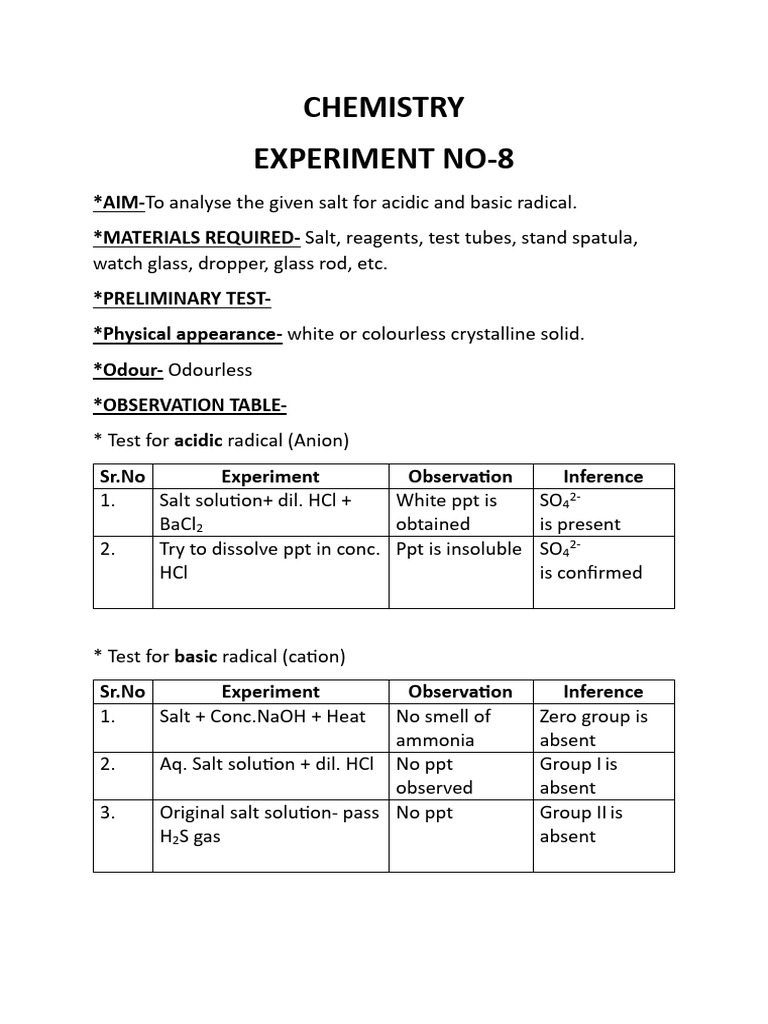 Experiment No 8 Magnesium Sulphate 1 Pdf 
