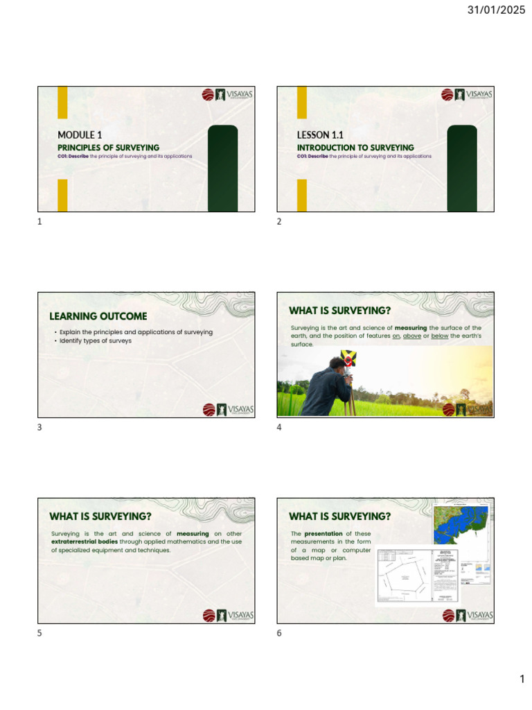 ESci121a_Lesson1.1 | PDF | Surveying | Topography