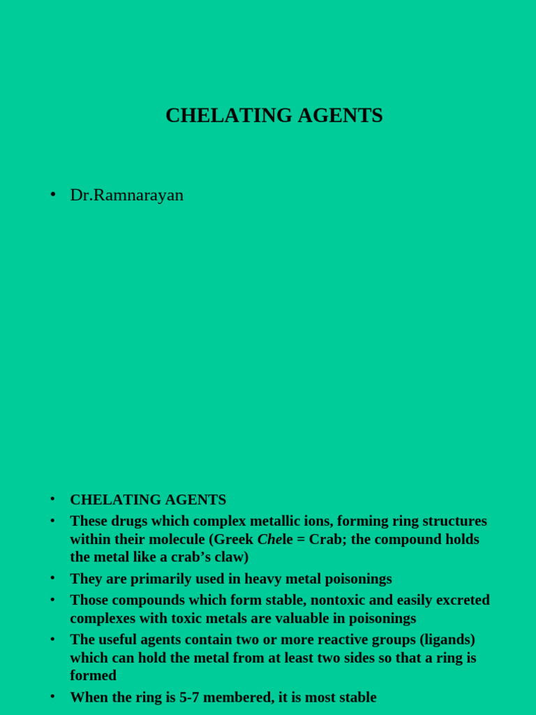 CHELATING AGENTS | PDF | Chelation | Ligand