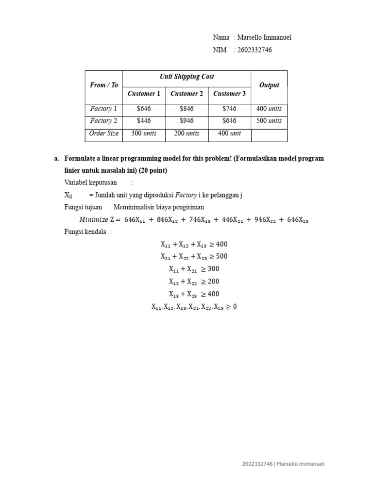 TP 1 - Deterministic Optimization & Stochastic Processes - 2602332746 | PDF