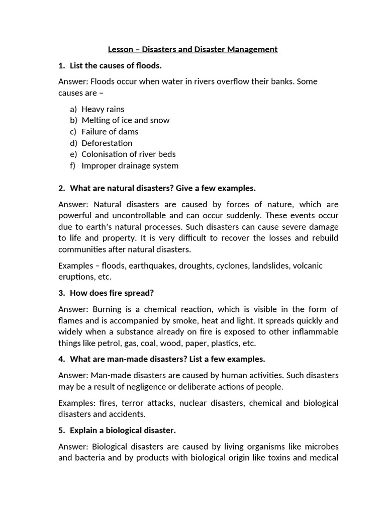 Disasters and Management for Class 8 | PDF | Natural Disasters | Flood