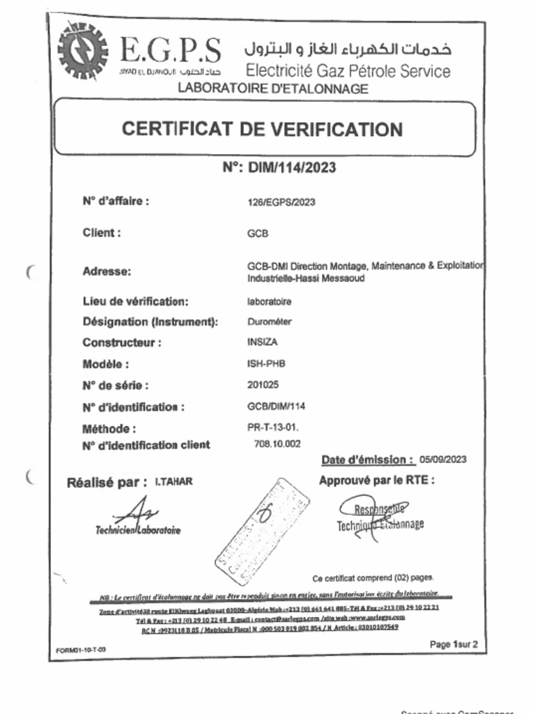 Calibration Certificat Hardness | PDF