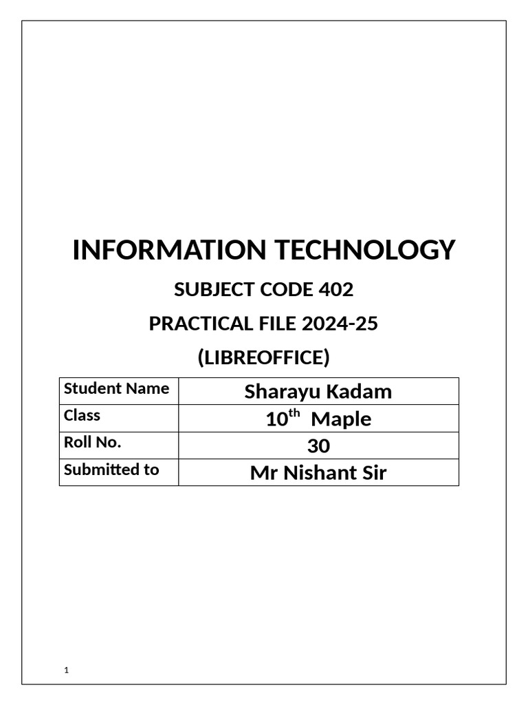 X It 402 Practical File 2024-25 | PDF | Spreadsheet | Hyperlink