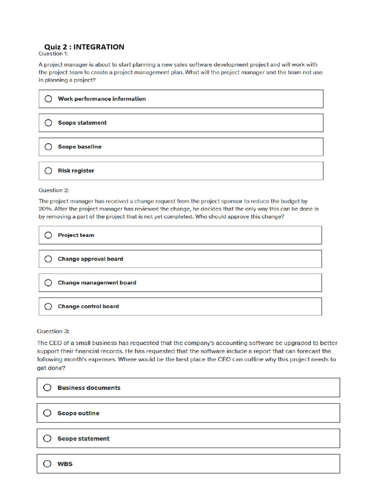 Quiz 2 - Integration | PDF
