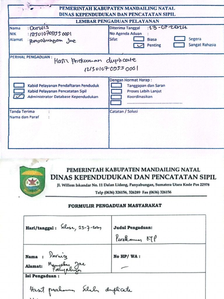 Form Pengaduan | PDF