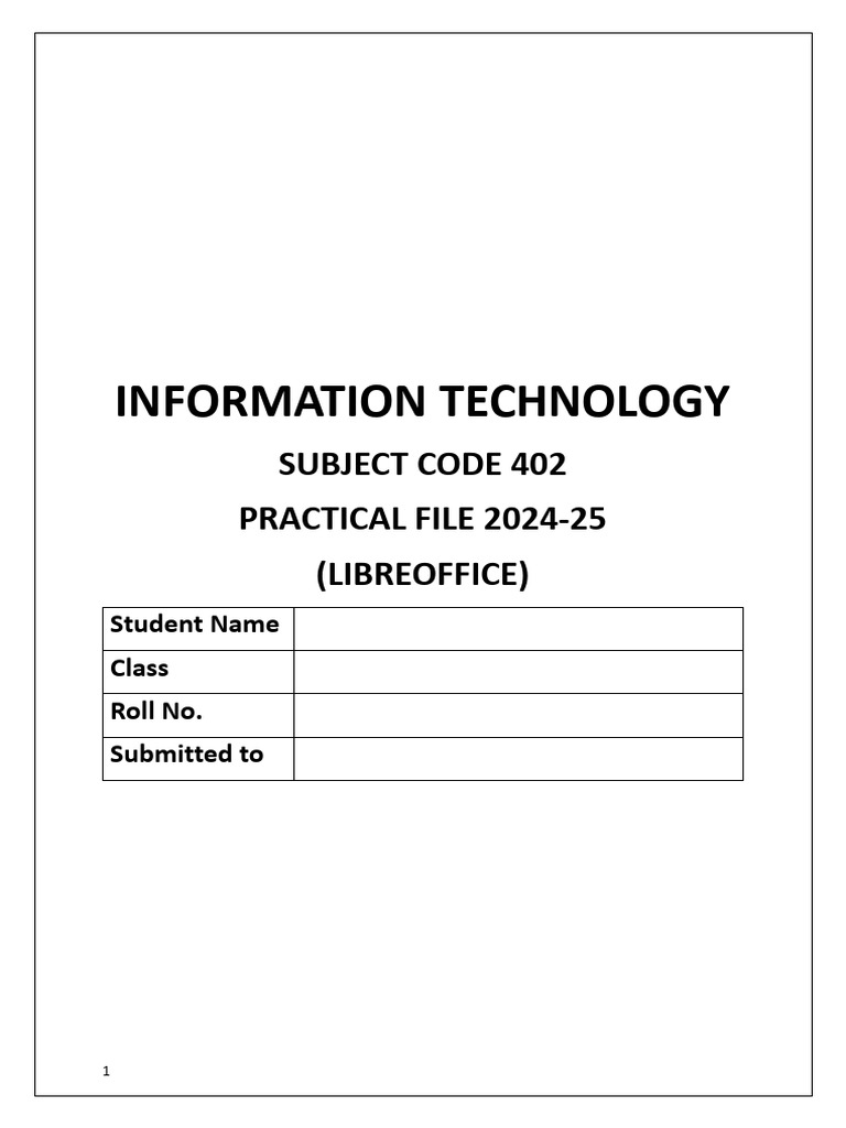 x It 402 Practical File 2024-25 | PDF | Spreadsheet | Hyperlink