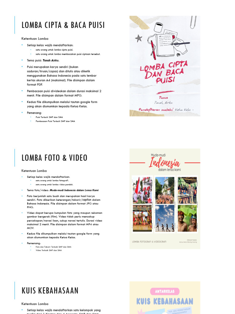 Ketentuan Lomba Bulan Bahasa | PDF