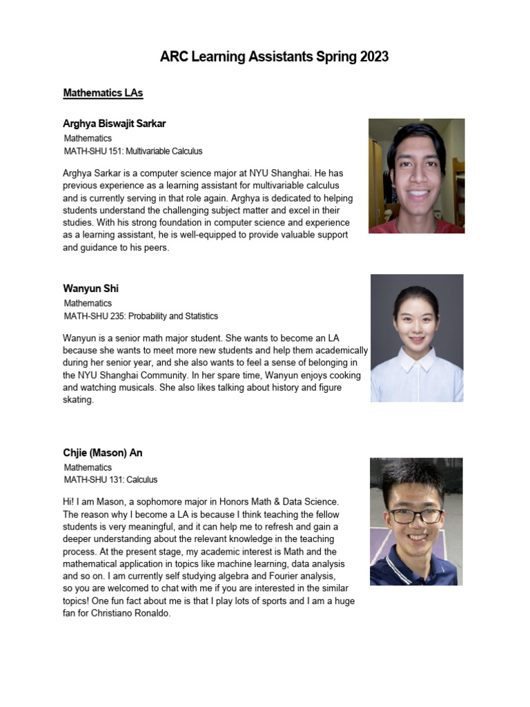 Spring 2023 - LA Bios (2023.02) | PDF | Mathematics | Computer Science