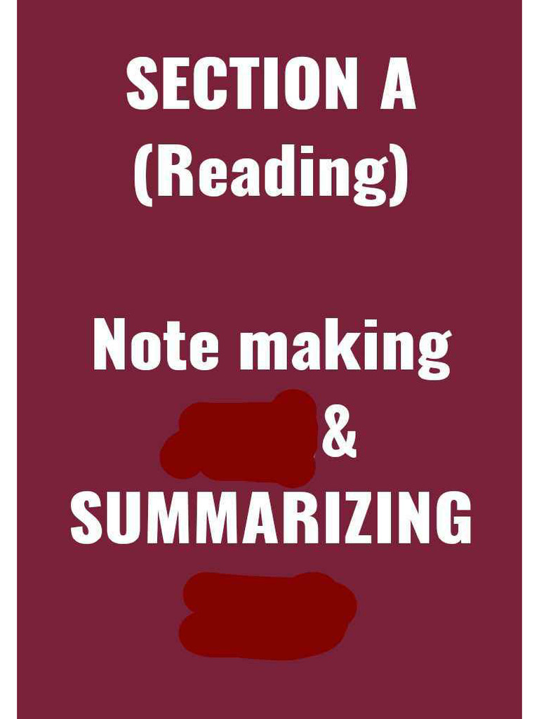 Note Making & Summarising | PDF