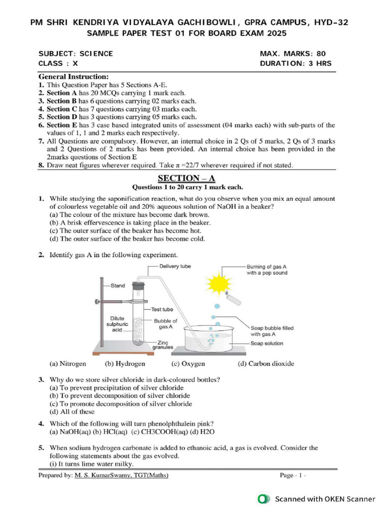 Science Sample Paper Practice_compressed (1) | PDF | Salt (Chemistry ...
