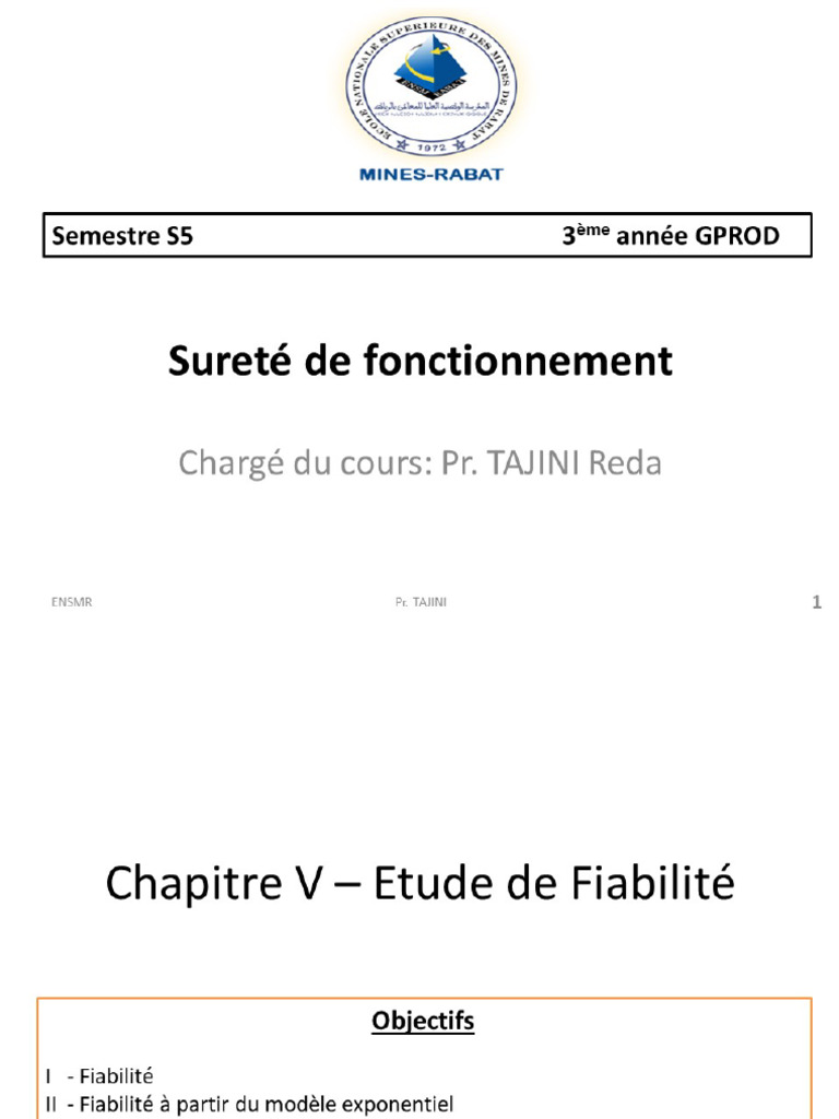 Chapitre 5 - Etude de Fiabilité | PDF