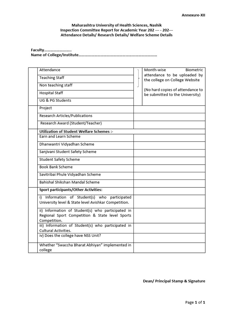 Annexure - Xii Attendance Details | PDF